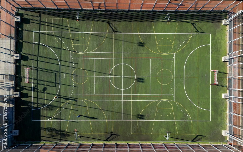 Green football pitch in daylight Stock Photo | Adobe Stock