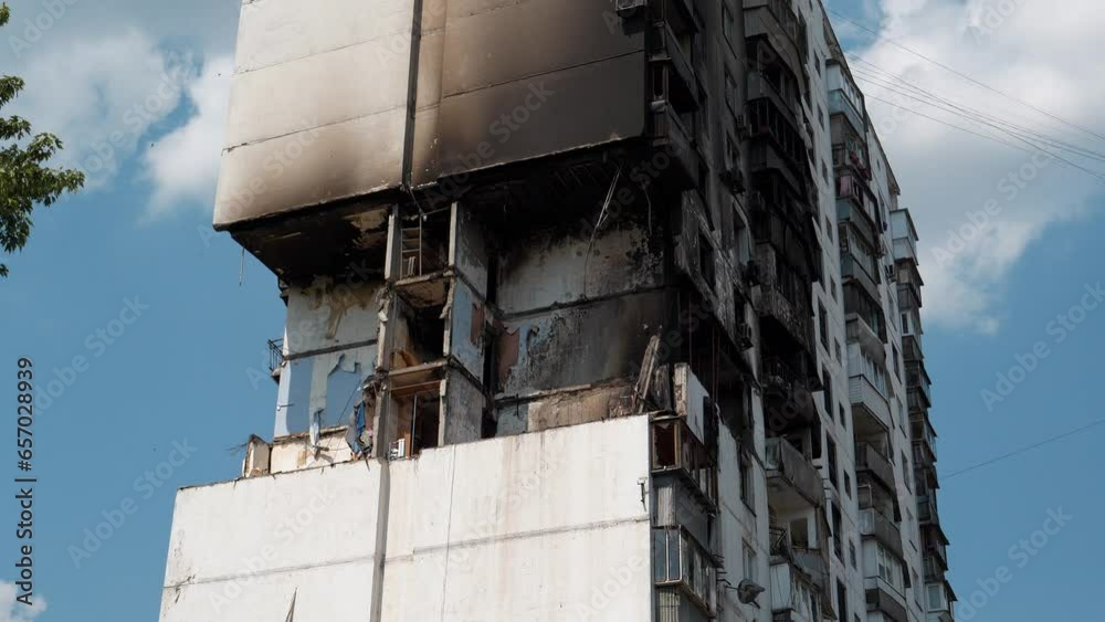 Destruction of several apartments in residential house as a result of a ...