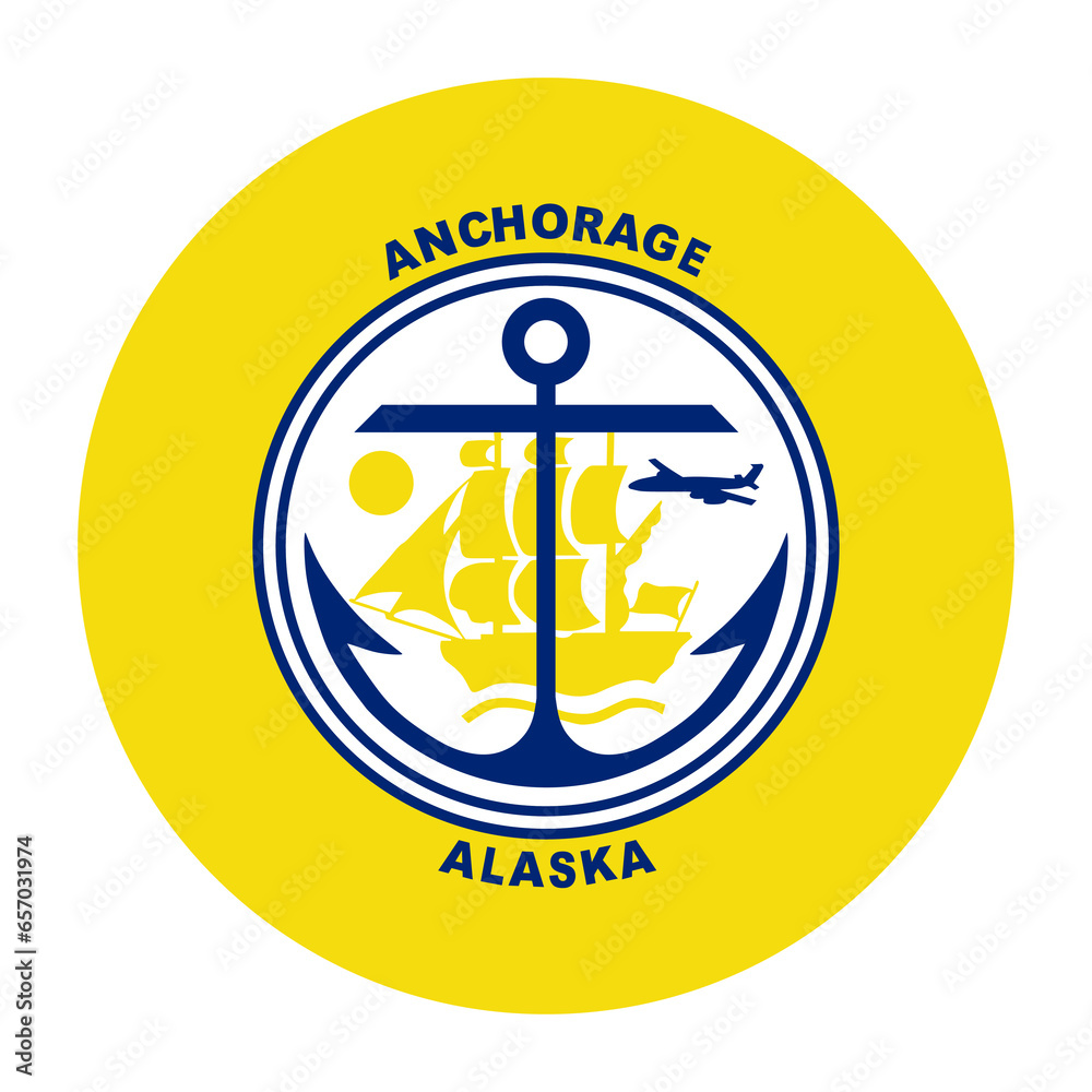 Circle badge City Anchorage flag vector illustration isolated on ...