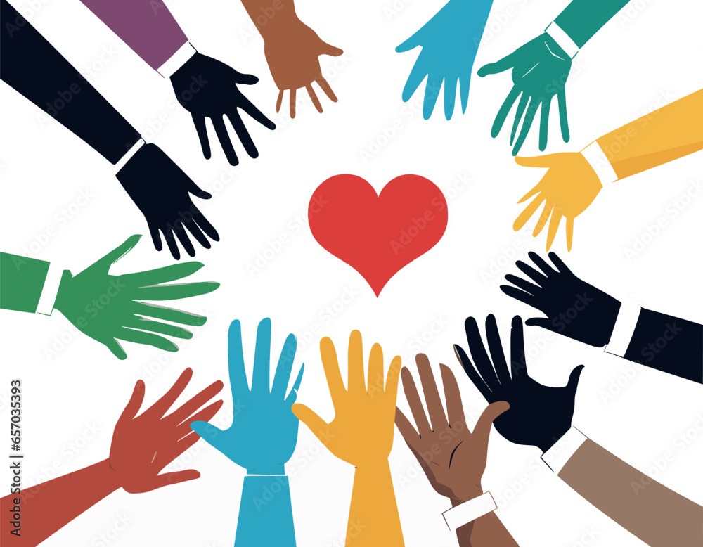 hands holding hands , Teamwork Symbol and shape of heart created from ...