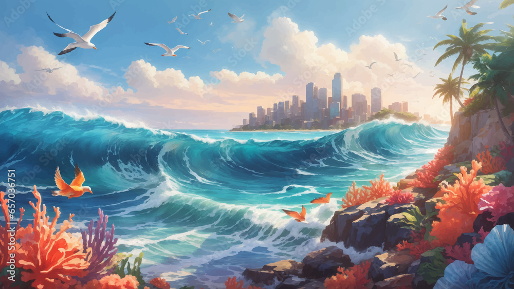 Tropical paradise with our creative and interesting prompts, showcasing ...