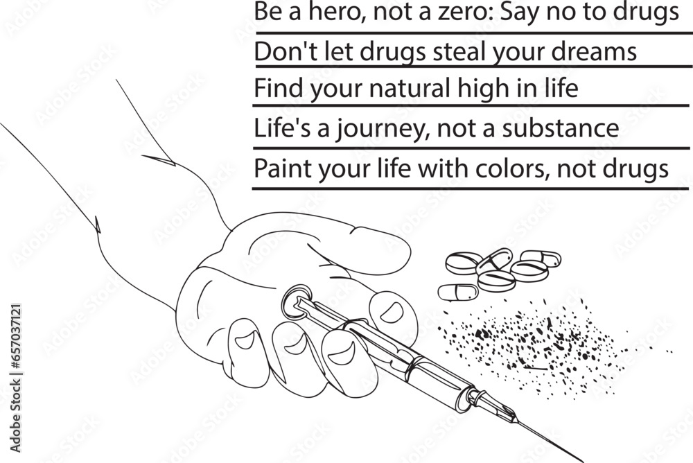 Stop Drug Abuse Sketch Drawing: Hand Preventing Substance Use, Drug ...