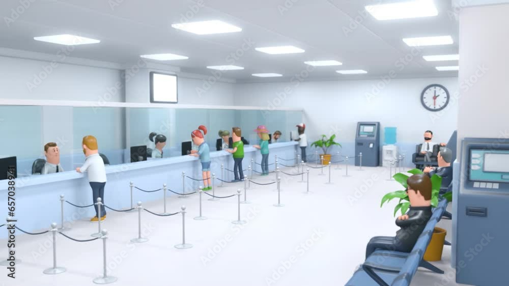 Cartoon People Standing in Row to Cashier. Men and Women Waiting in ...