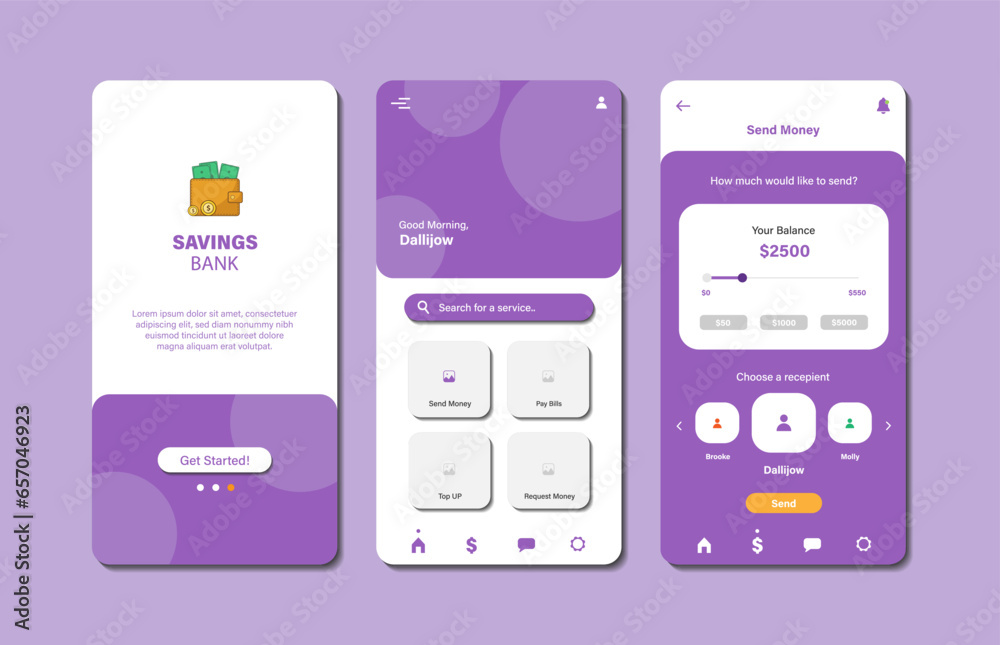 Personal finance app with money transfer, transaction, top-up, pay ...