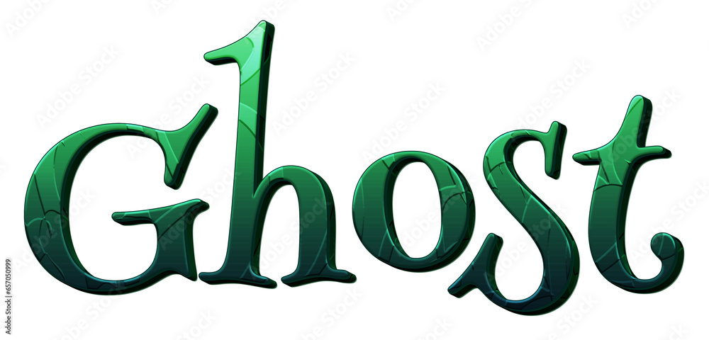 Green ghost word with pumpkins. Halloween theme. Isolated on ...