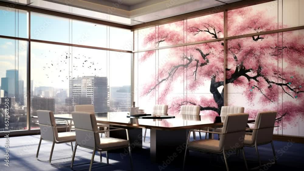 Vidéo Stock Japanese style meeting room interior design with natural ...