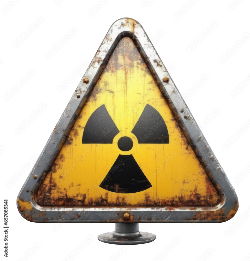 Radioactive symbol. Sign showing radioactive material. Grungy sign ...