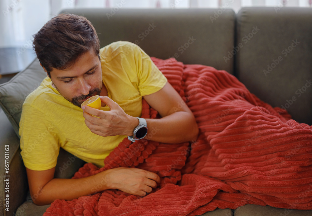 Sick man at home. Health care concept. choosing between evidence-based ...