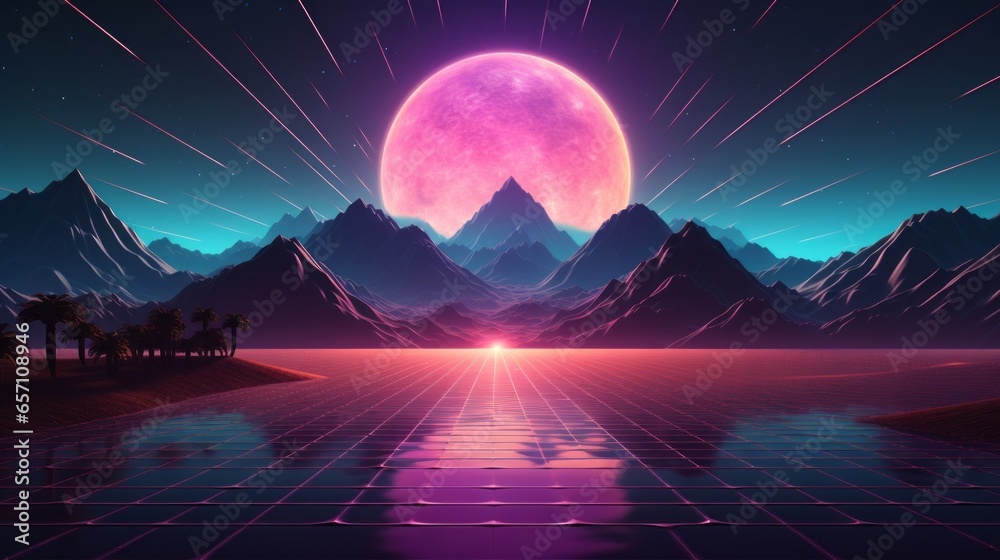 Photo & Art Print Visualiser retro wave wallpaper unreal engine ...