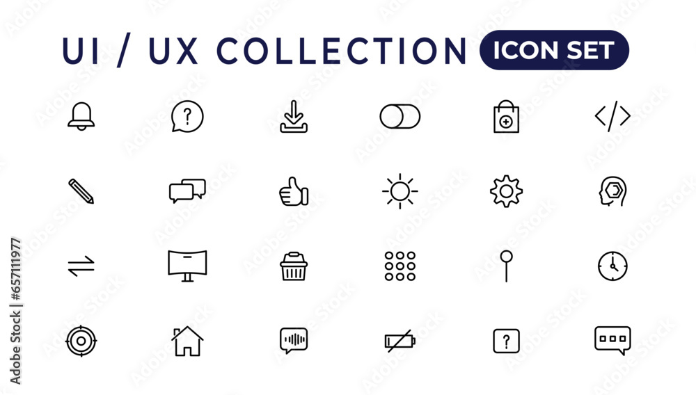 Mega set of ui ux icon set, user interface iconset collection.Set of thin line web icon set ...