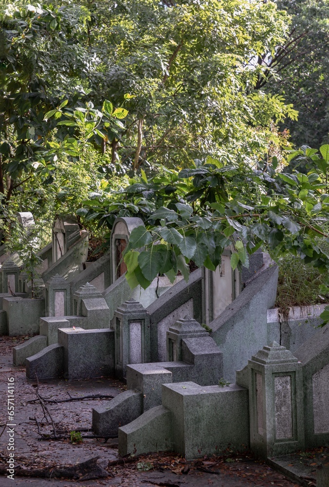 Side of Traditional chinese graves are at Chinese Cemetery in Bangkok ...