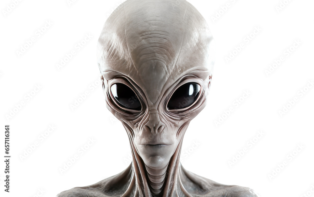 Frontal View of Extraterrestrial Being Isolated on a Transparent ...