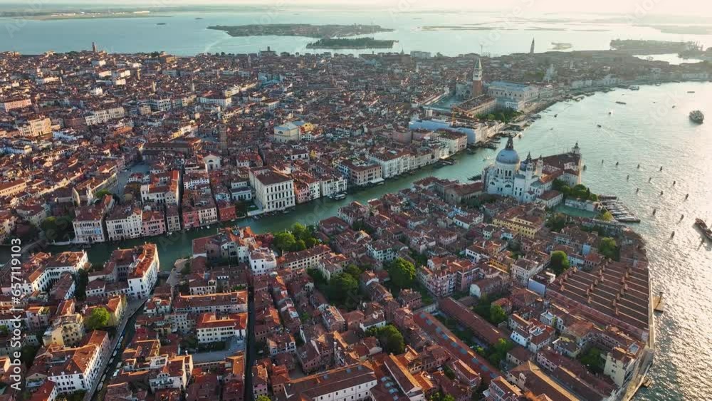 Sky-high perspective of Venice, with Basilica di Santa Maria della ...