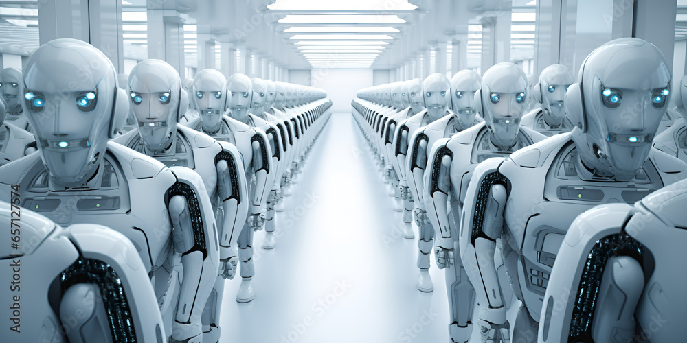 Group of robots stock photo Halfbody portraits of robots in various ...