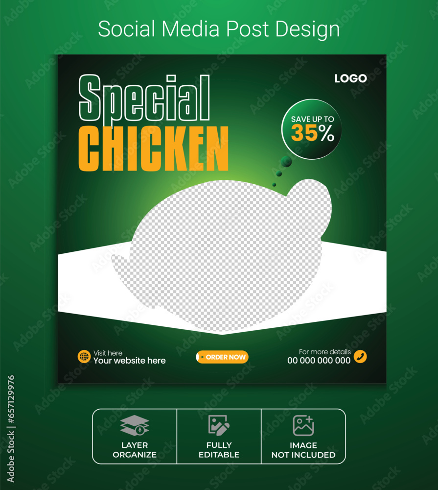 Special chicken social media post design. Restaurant food menu web ...