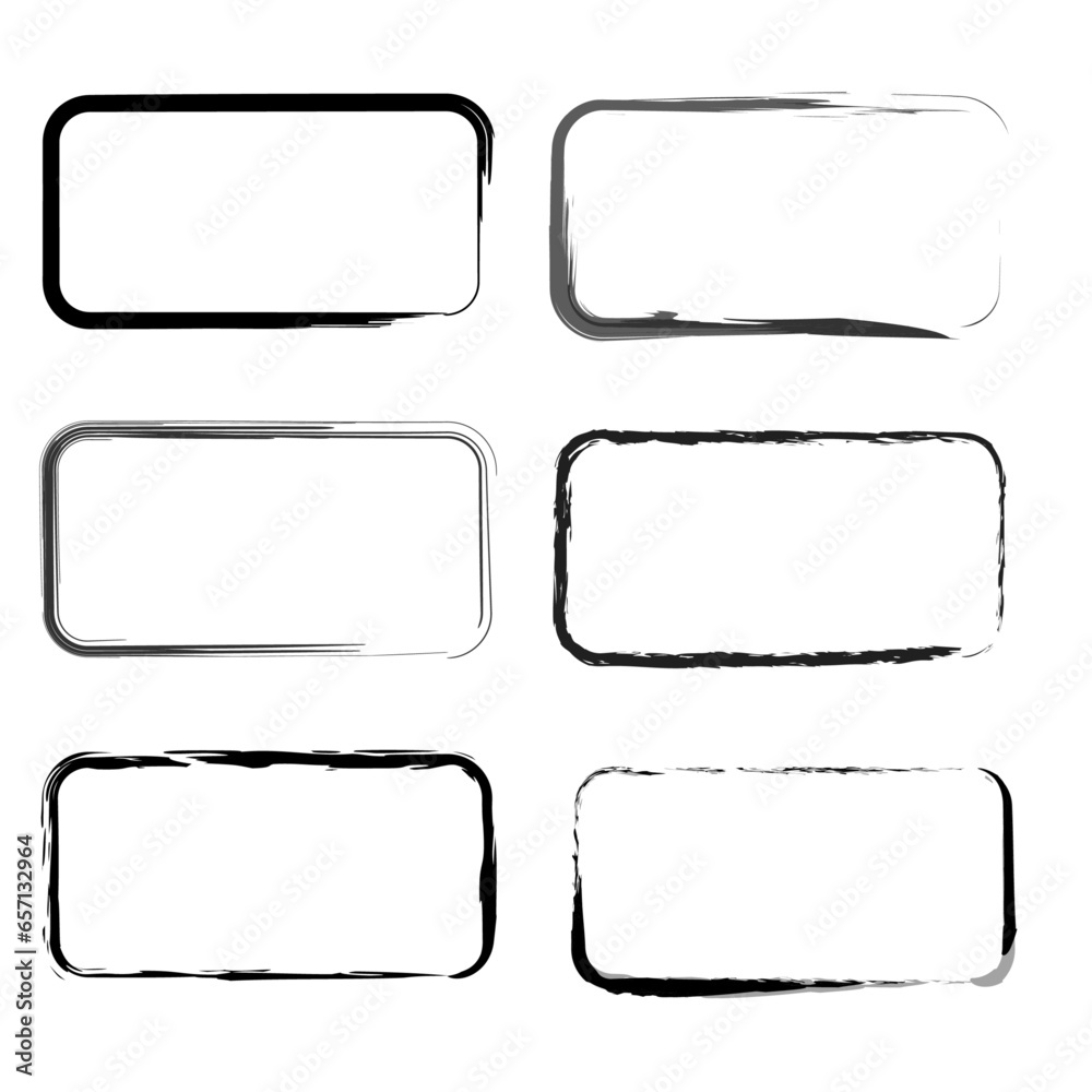 rectangle shape frame border box hand drawn element roundest edge set ...
