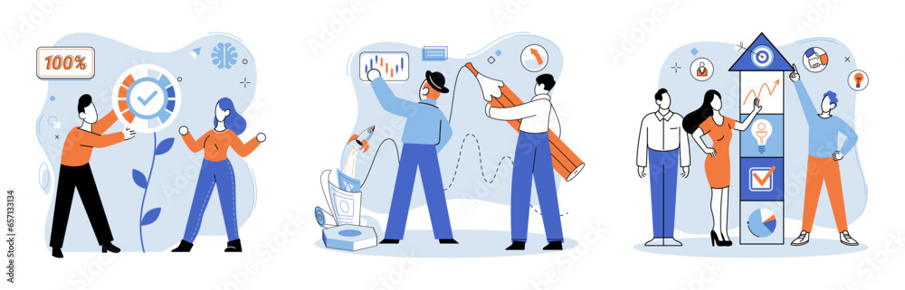 Successful project launch. Vector illustration. A successful business ...