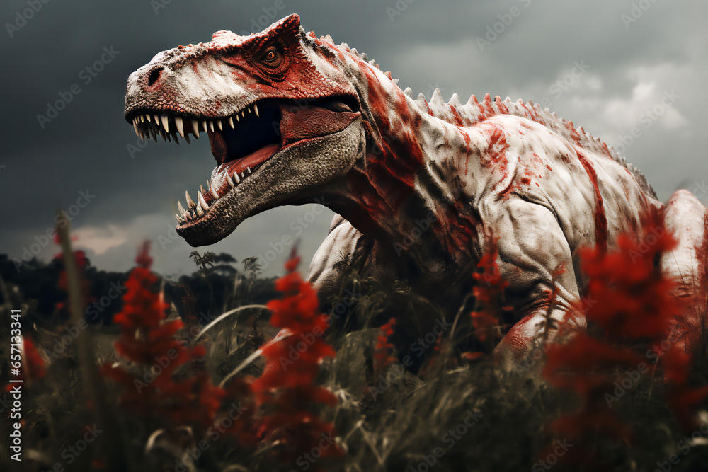 T rex or tyrannosaurus rex a large carnivorous theropod dinosaur of the ...
