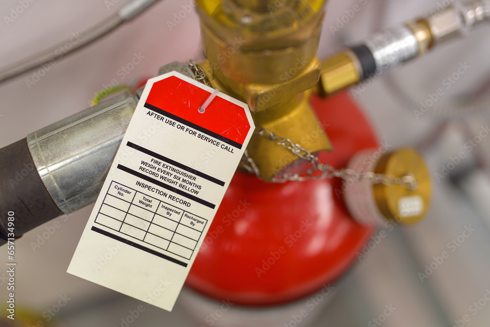 Blank label for clean agent fire suppression system inspection records ...