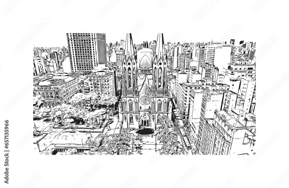 Building view with landmark of Sao Paulo is the city in Brazil. Hand ...