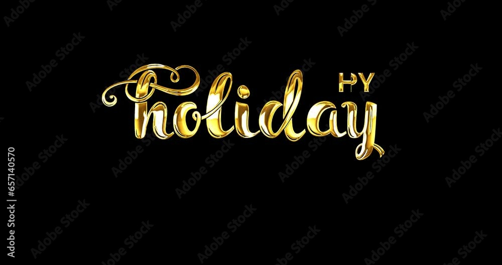 Happy Holidays text animation. Handwritten Modern calligraphy in Gold ...