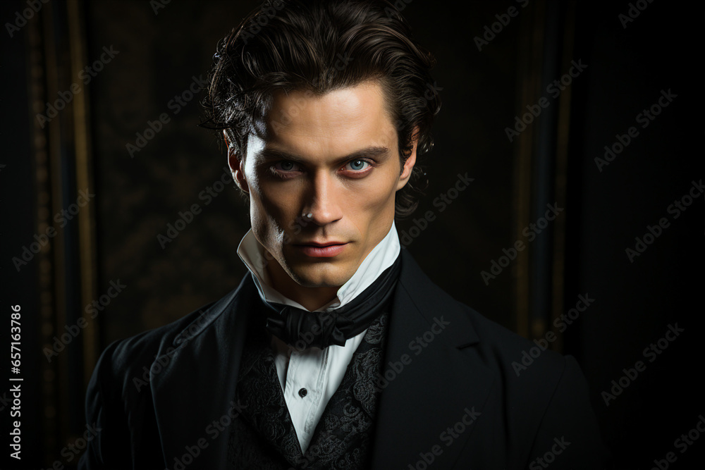 Generative AI concept picture of fantasy male person dracula vampire in ...