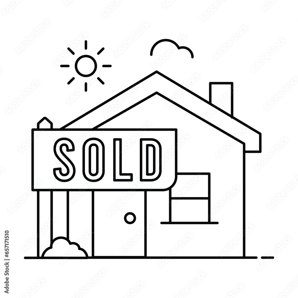 Property Sold, Real Estate Success. The sold house icon with a sold ...