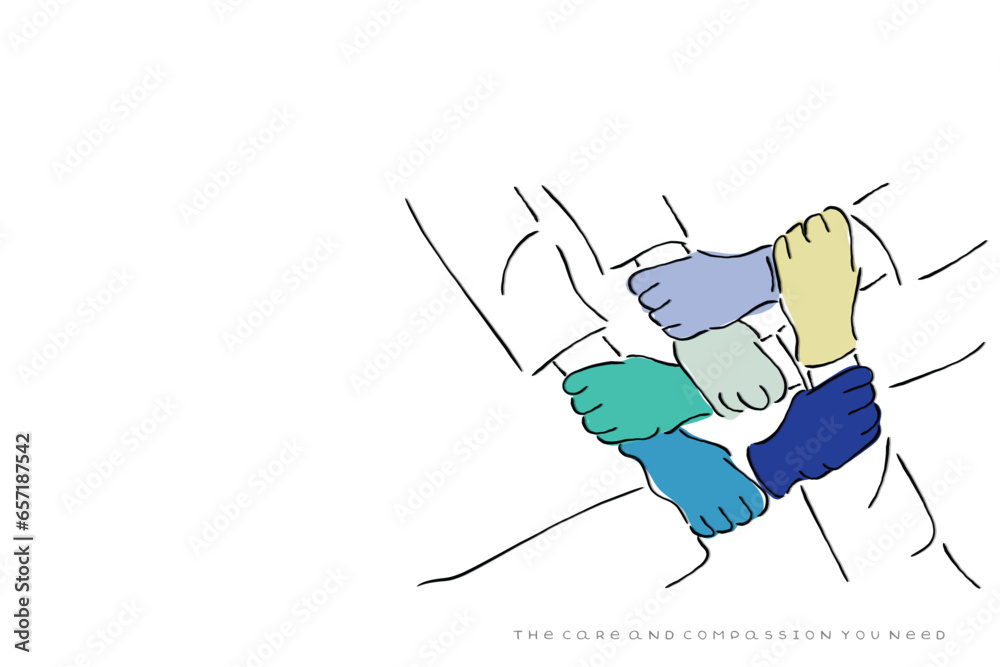 Line art vector of doctors team together. Human service concept art ...