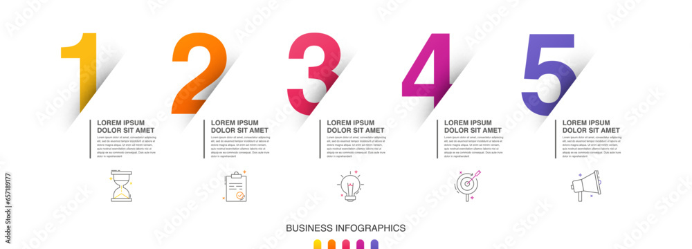Modern vector flat illustration. Line infographic numbers template with ...