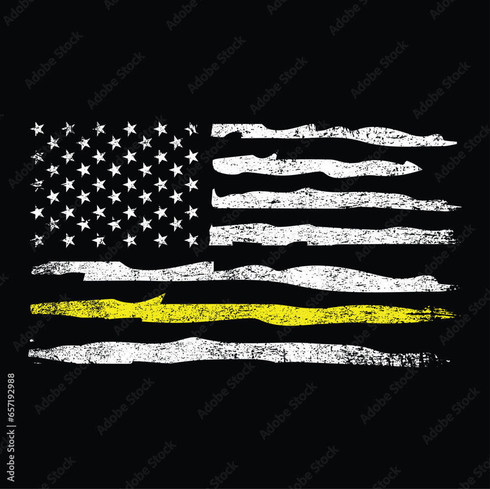 Thin Yellow Line Flag Emergency Dispatchers Flag T-Shirt Vector ...