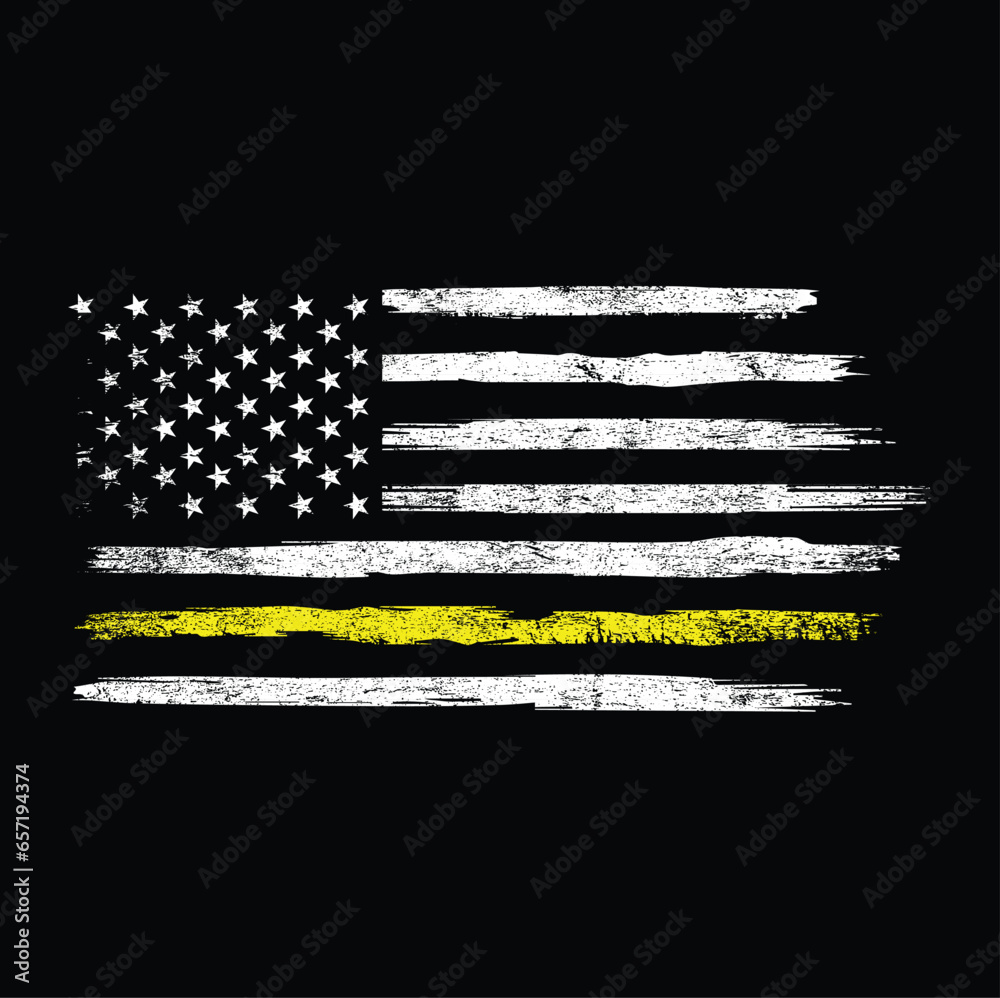 Thin Yellow Line Flag Emergency Dispatchers Flag T-Shirt Vector ...