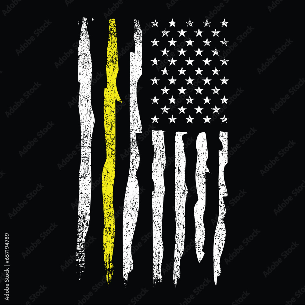 Thin Yellow Line Flag Emergency Dispatchers Flag T-Shirt Vector ...