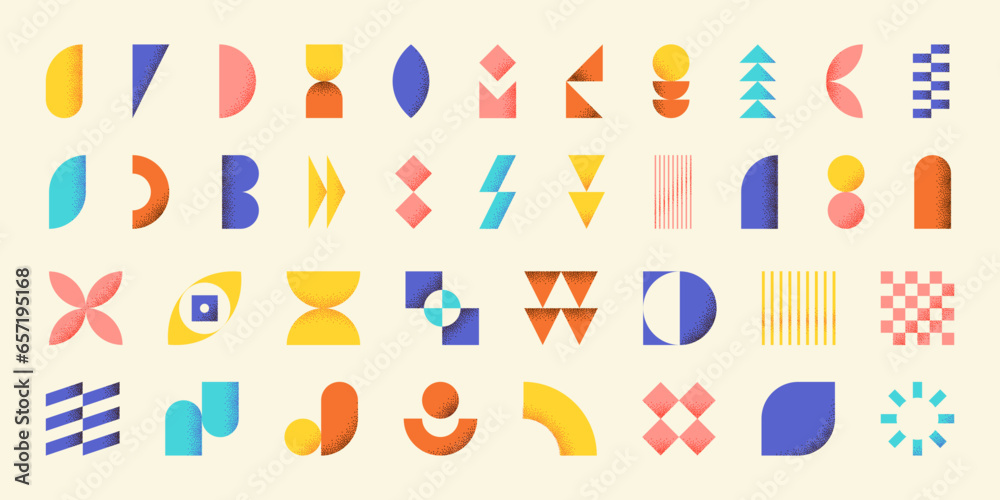 Bauhaus geometric shapes, abstract retro aesthetic design elements ...