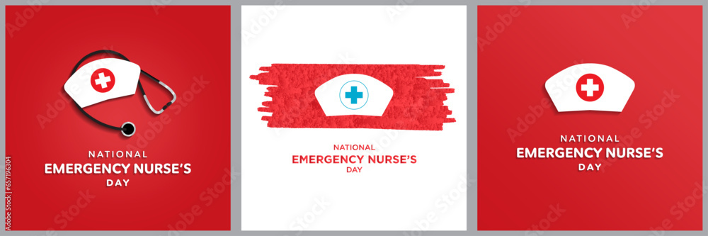 National Emergency Nurse Day Greeting Cards in minimalism concept ...