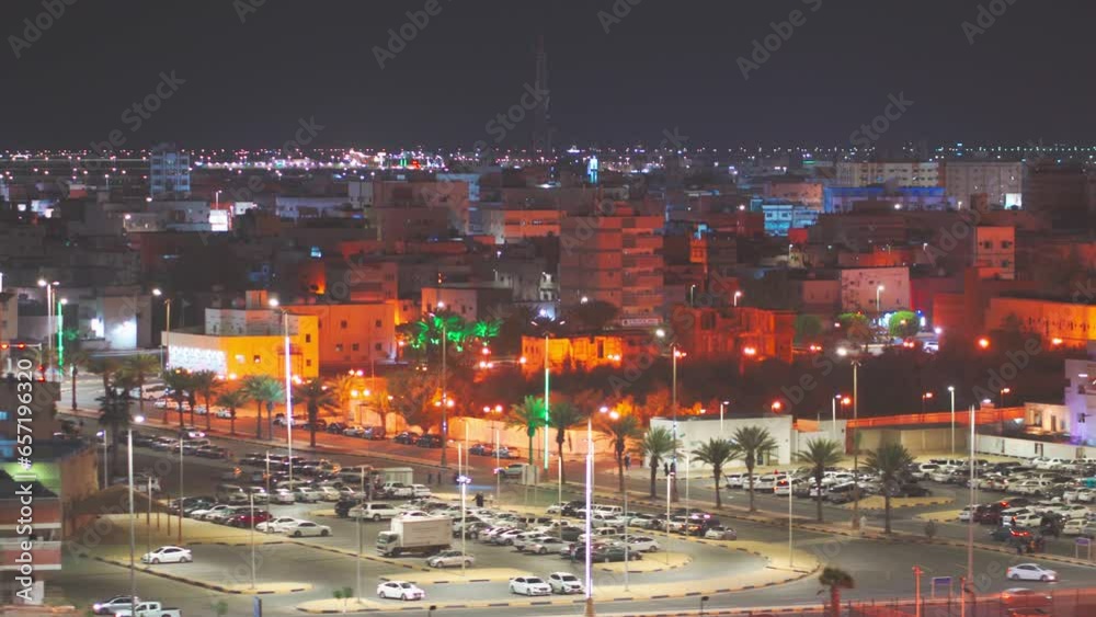 Yanbu, Saudi Arabia - Mar 09 2023, 4k, Aerial view panorama night city ...