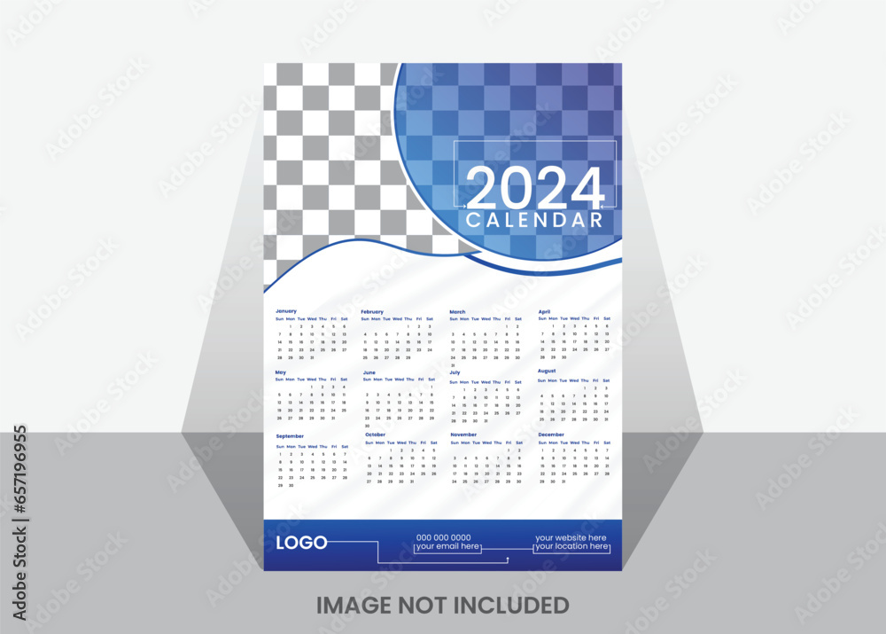 2024 creative calendar design template Stock Vector | Adobe Stock