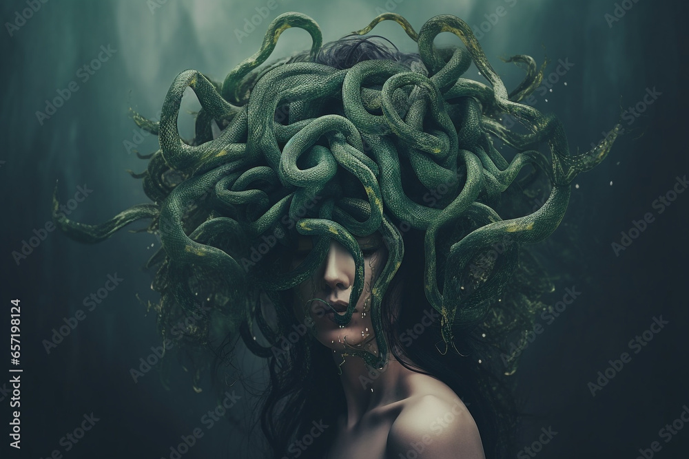 Culture and religious, fine art and make-up concept. Abstract Medusa ...