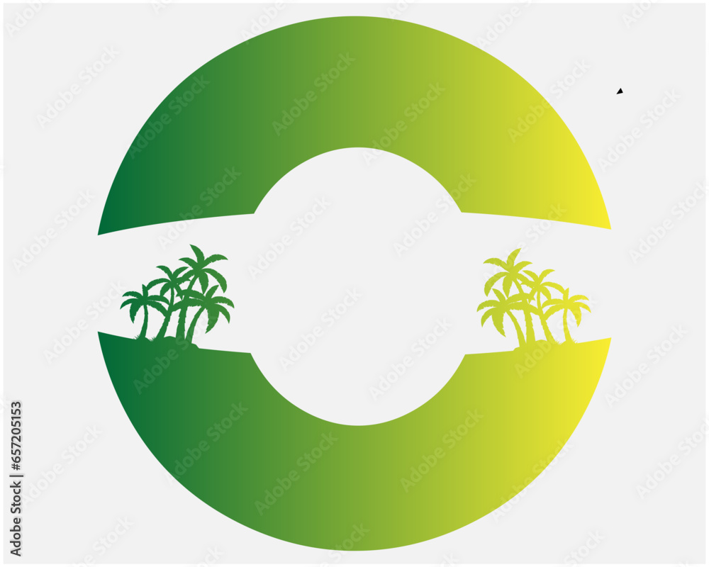 Letter O Nature Logo, Letter O and desert illustration with tall palm ...