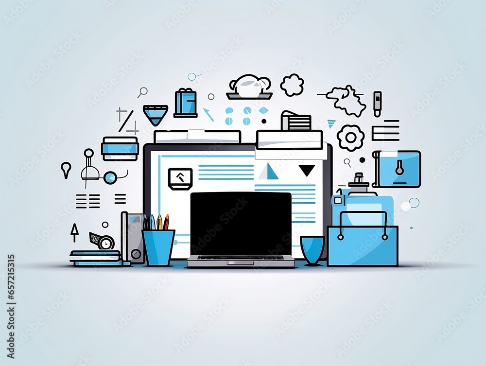 Efficiency and Orderliness: Linear Icons of Office Work Essentials ...