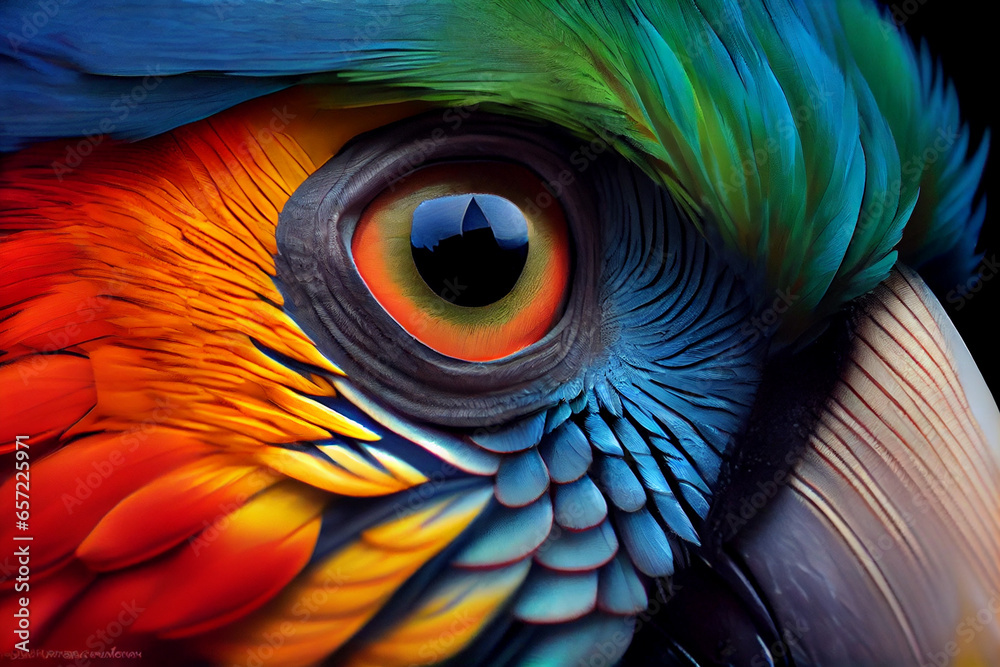 Amazing colors in nature. Beautiful eye wild parrot bird Great-Green ...