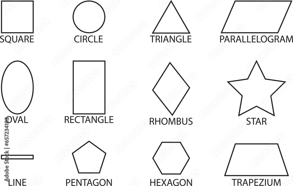 Coloring of figures and names for them on English. Train, paint, study ...