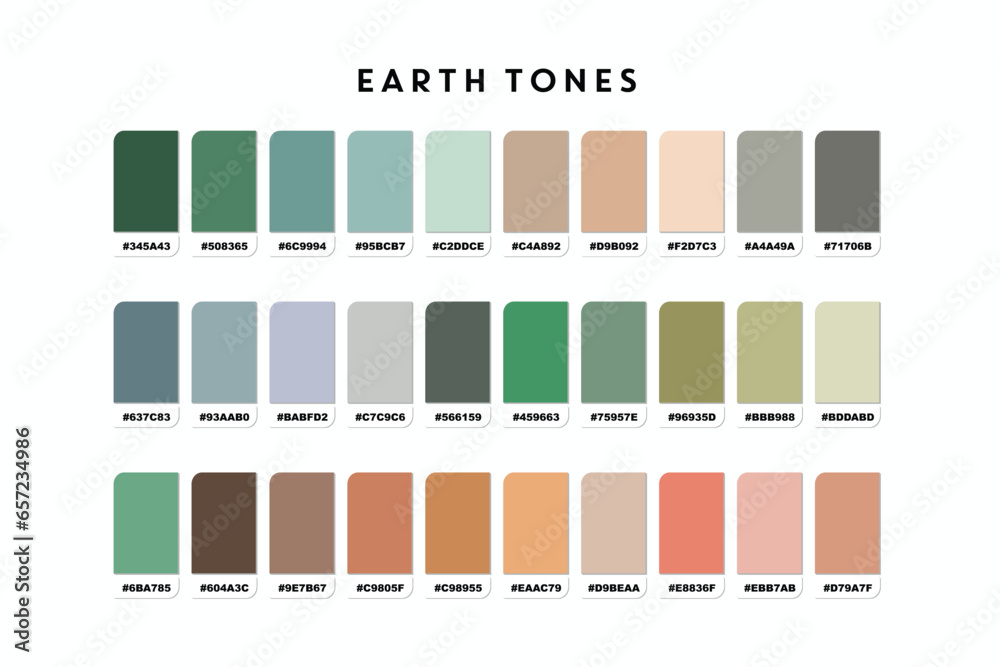 Earth Calm Tone Color Palettes, Vector illustration OF RGB Color Stock ...
