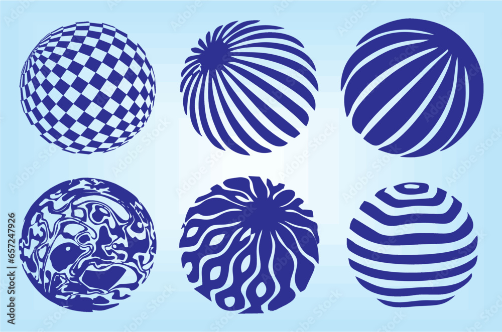 Abstract spheres vector set, collection of balls, 3D mixed variety ...