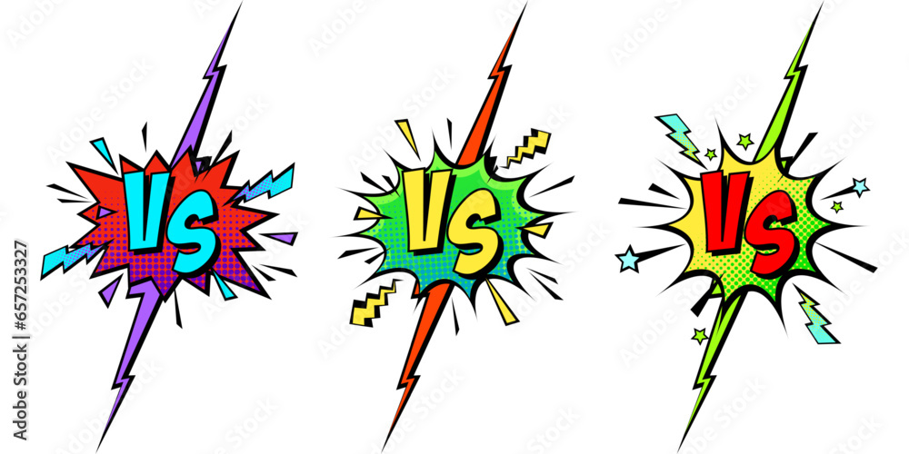 Cartoon comic background. Vs, fight versus. Comics book colorful ...