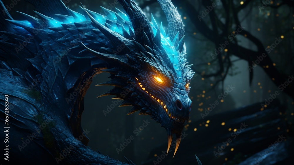 Bioluminescent dragon high resolution beautiful image Ai generated art ...