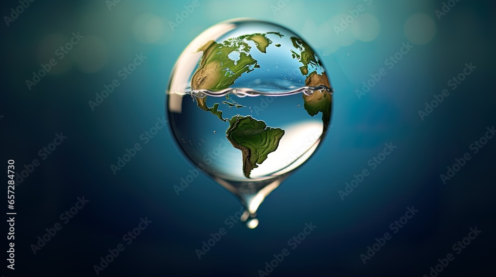 Concept. Scarcity of water. Global water awareness. Earth encased ...