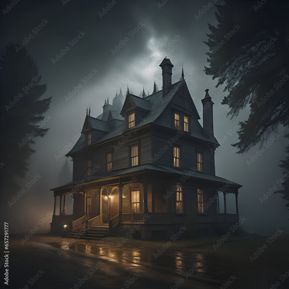 Step into a haunted house of horrors in this stock image. Perfect for ...