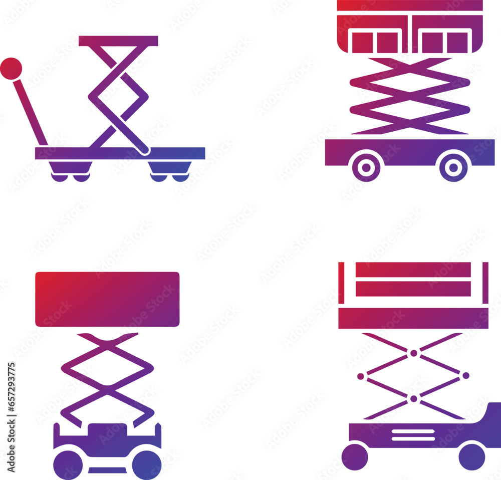 Scissor Lift Icons - The first icon depicts a standard scissor lift ...