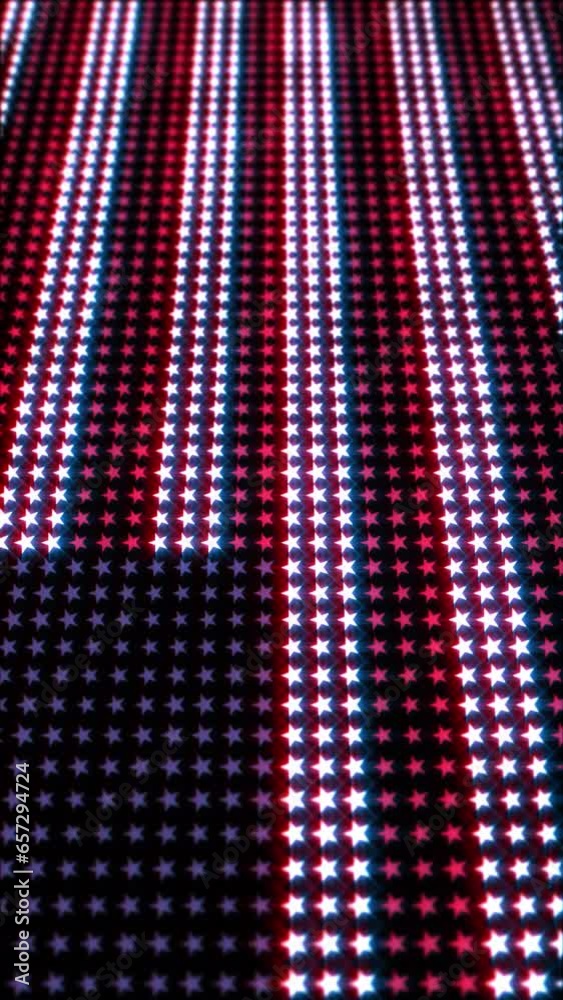 Vertical video - Stars and Stripes: flashing red, white and blue stars ...