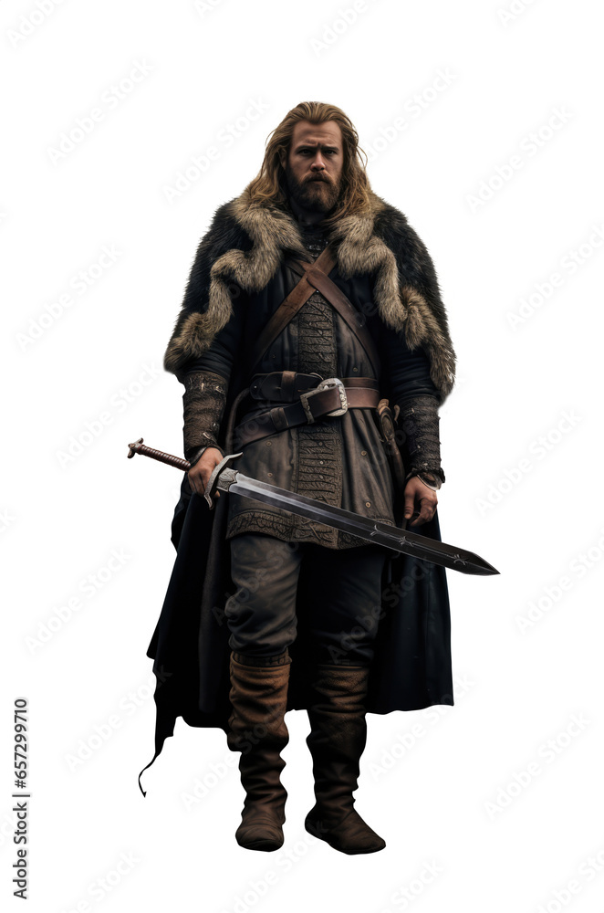 Ancient Norse Raider in Fur Coat and Armor - Transparent Background of ...